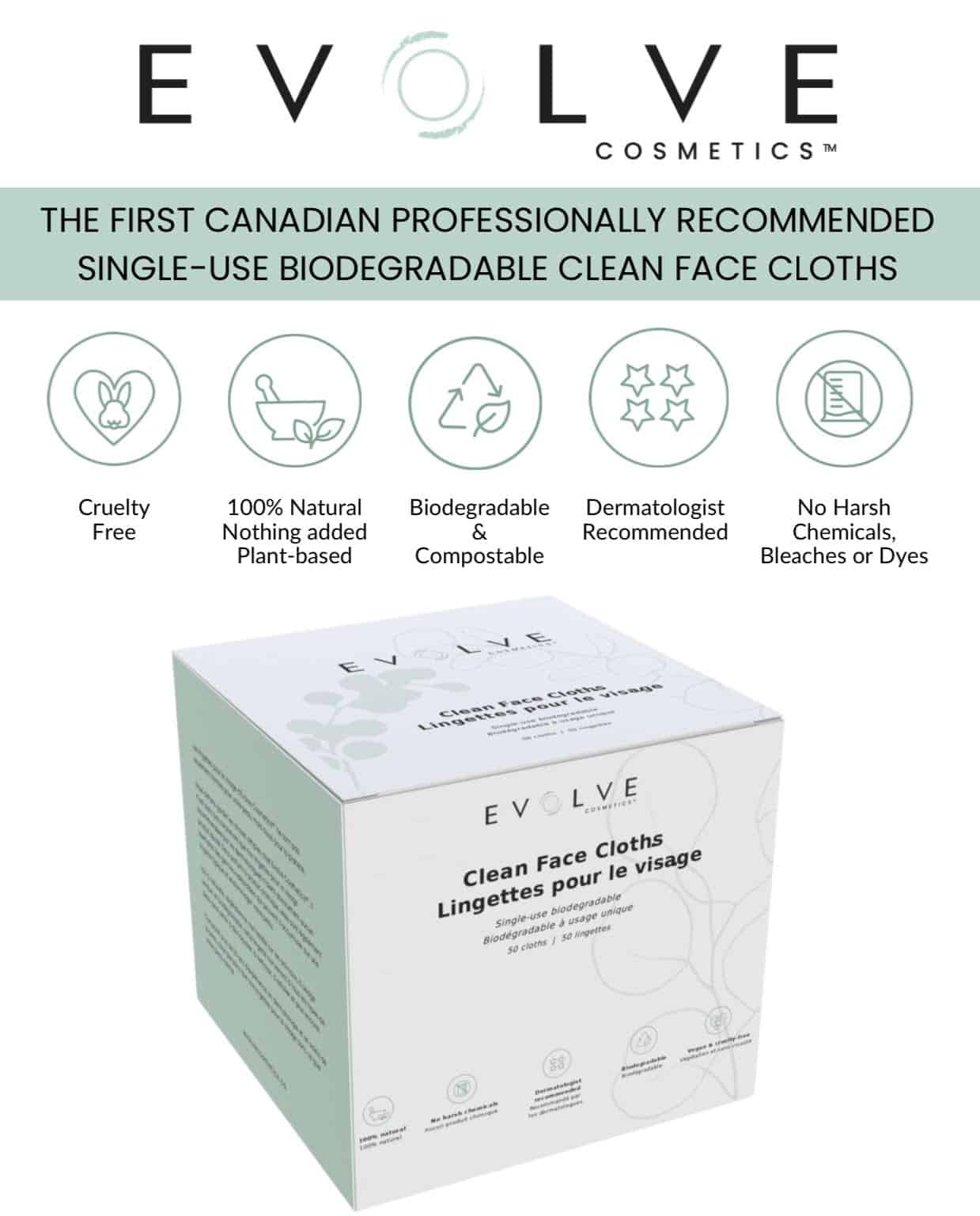 Evolve Cosmetics Clean Face Cloths - Skincare Shop - Lethbridge Plastic ...